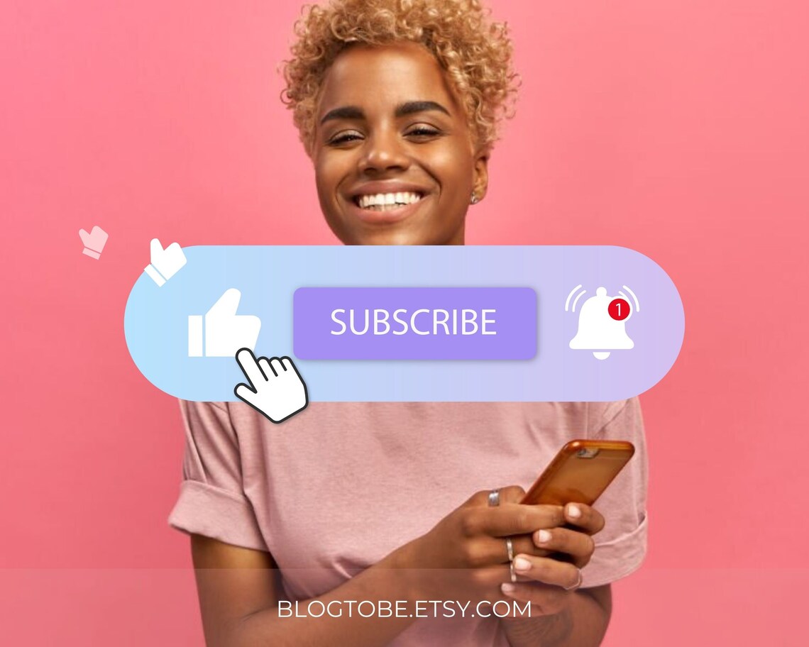 Animated Subscribe Button Animation for Youtube Video Blog, Blue Purple ...