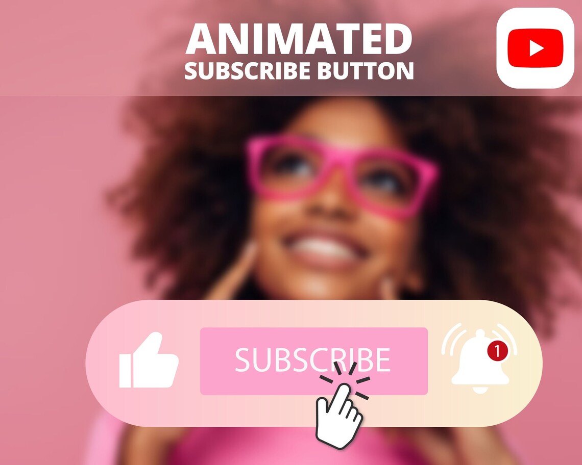 Animated Subscribe Button Animation for Youtube Video Blog, Pink Pastel ...