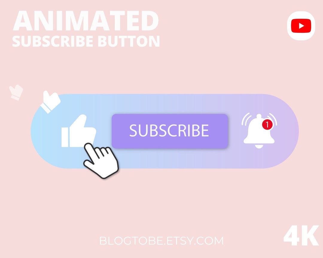 Animated Subscribe Button Animation for Youtube Video Blog, Blue Purple Pastel Youtube Subscribe ...