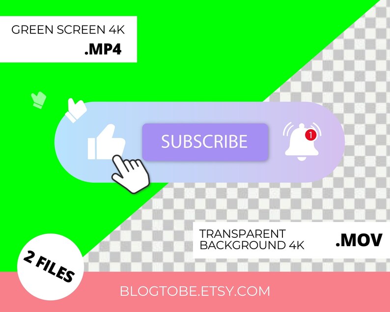 Animated Subscribe Button Animation for Youtube Video Blog, Blue Purple ...