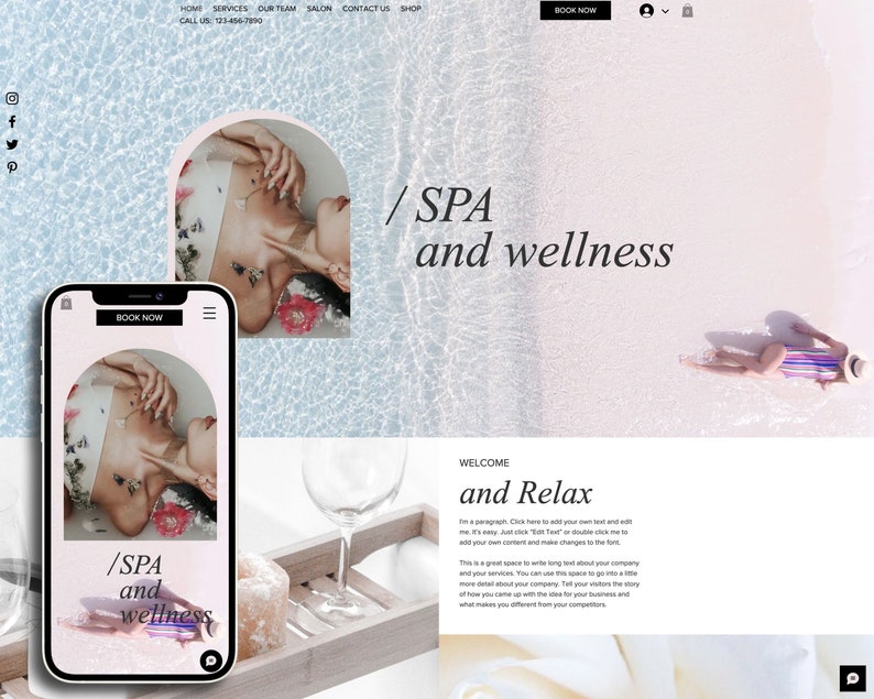 WIX Website Template, Beauty SPA Salon Theme, Wix Blog Business Website ...