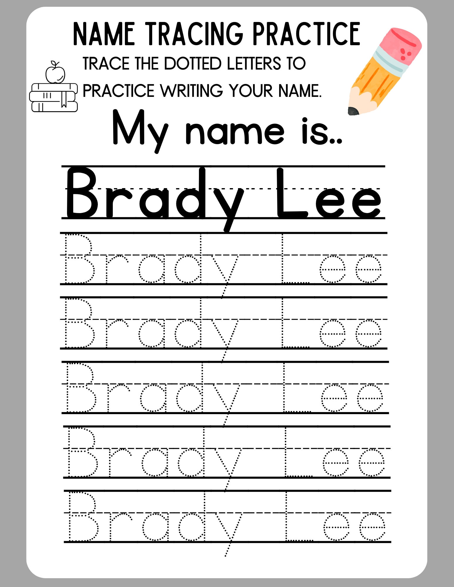Name Practice Tracing - Etsy
