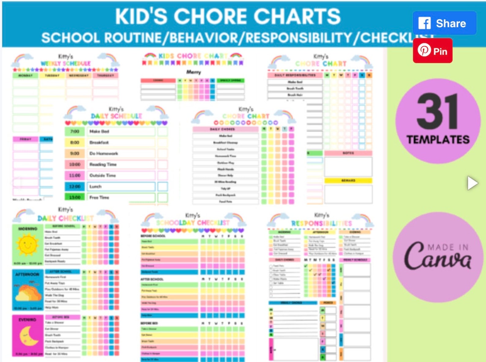 Kids Chore Chart Bundle - Etsy