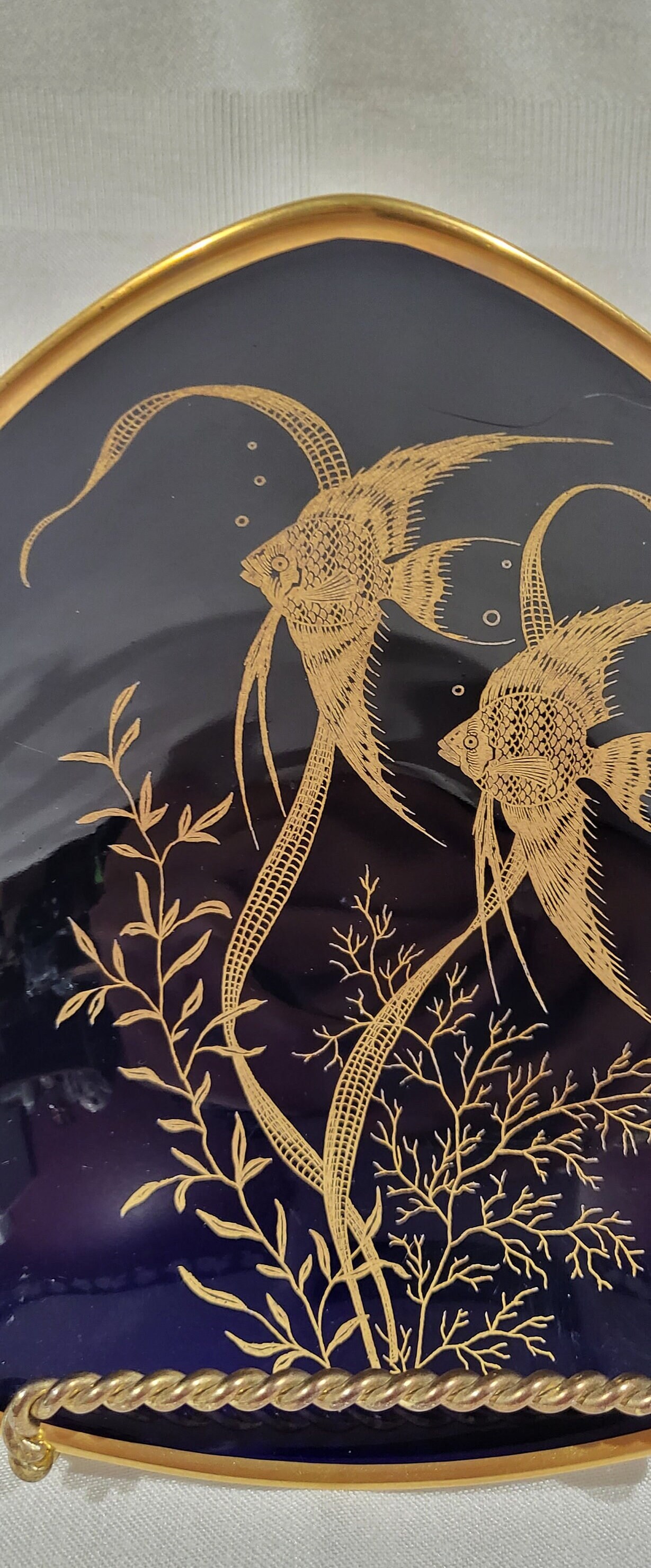 Lindner Kueps Bavaria Echt Cobalt Gold Angelfish Triangle Dish - Etsy