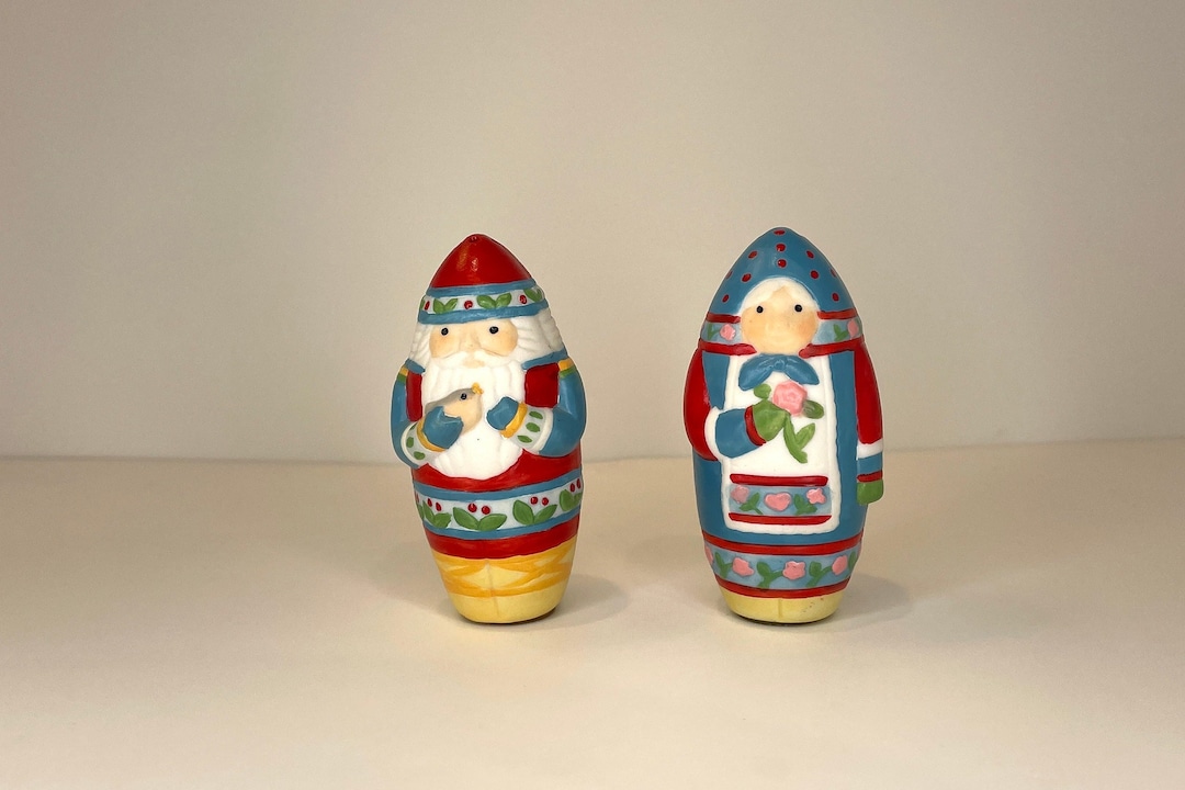 Santa and Mrs. Klaus Vintage Hand Painted Christmas Ceramic Salt and ...