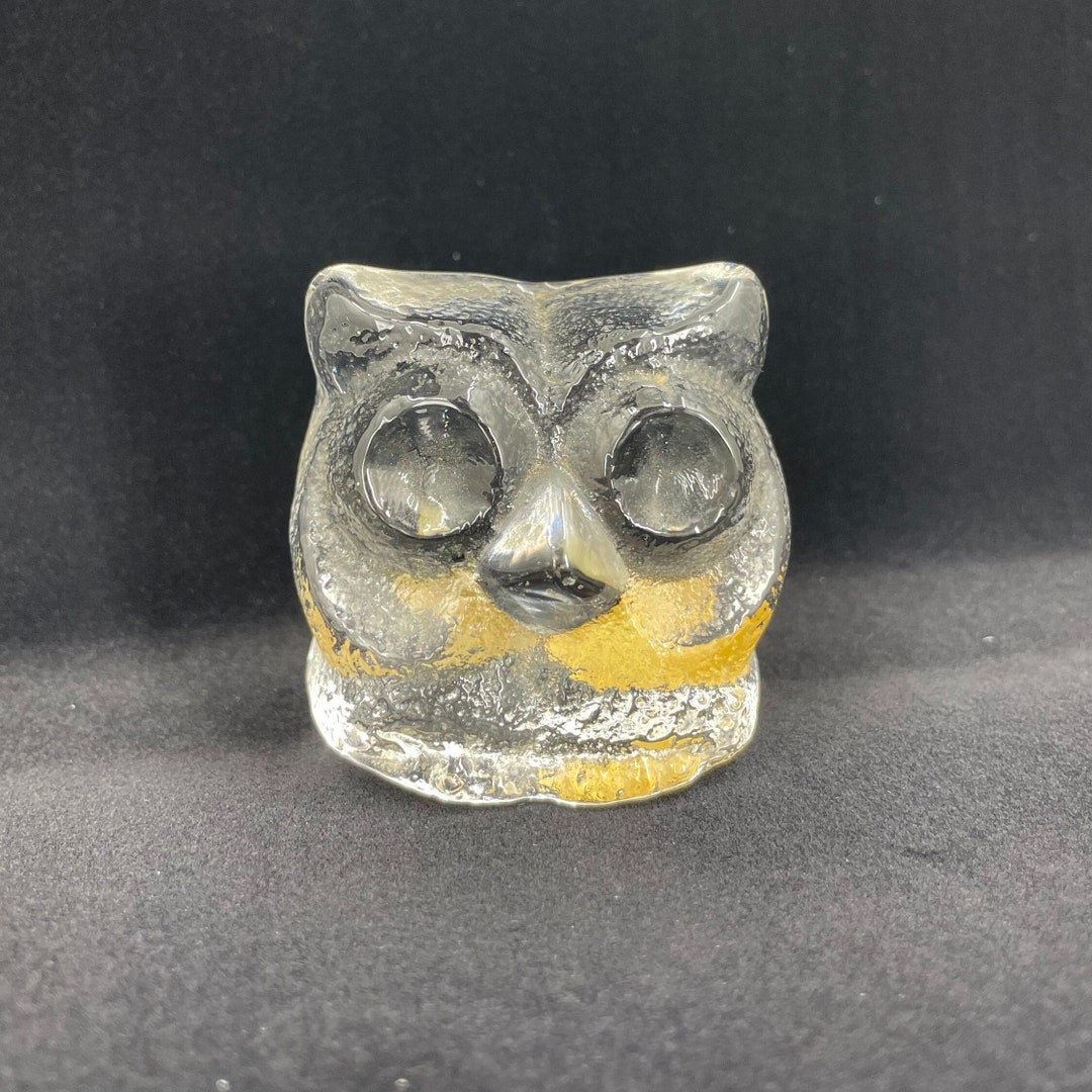 Vintage Clear Crystal Owl Paperweight by Riedel, Austria With Original ...