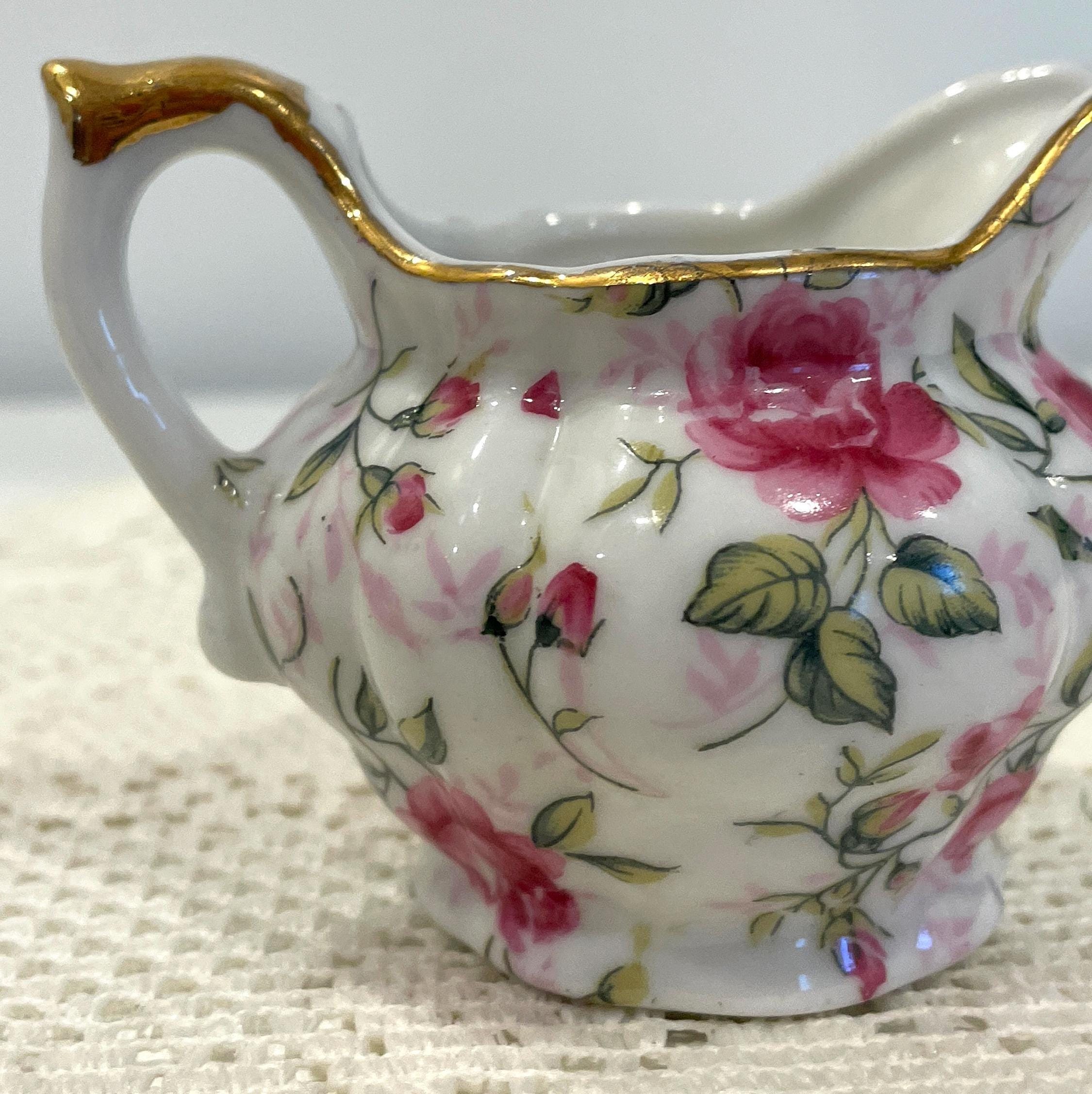 Lefton China Hand-painted Creamer and Sugar Bowl Set – Rose Pattern ...