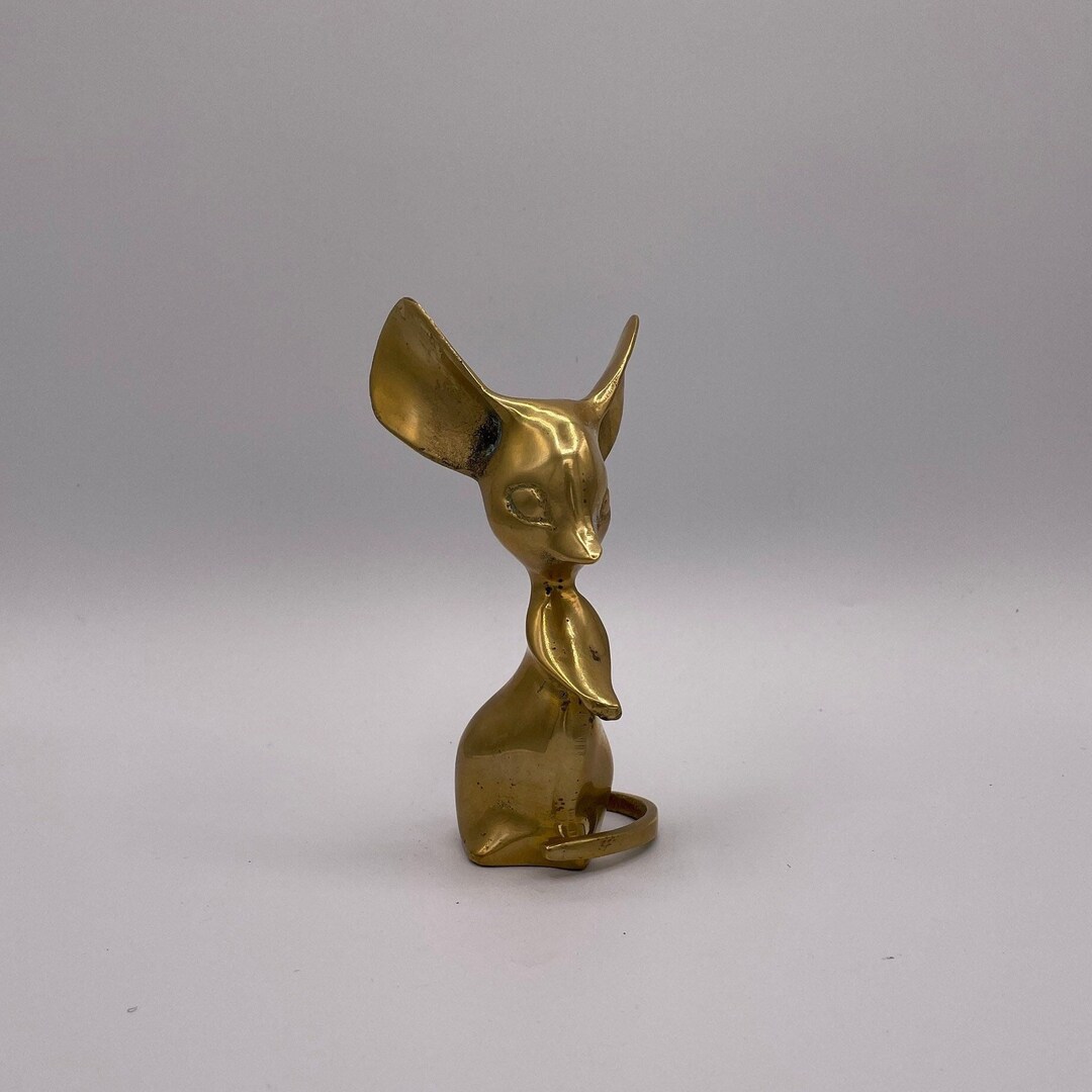 Vintage Brass Big Eared Solid Brass Mouse Paperweight/figurine Made in ...