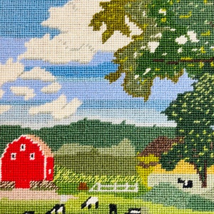 Vintage Completed and Framed Needlepoint/ Embroidered Barn Yard - Etsy