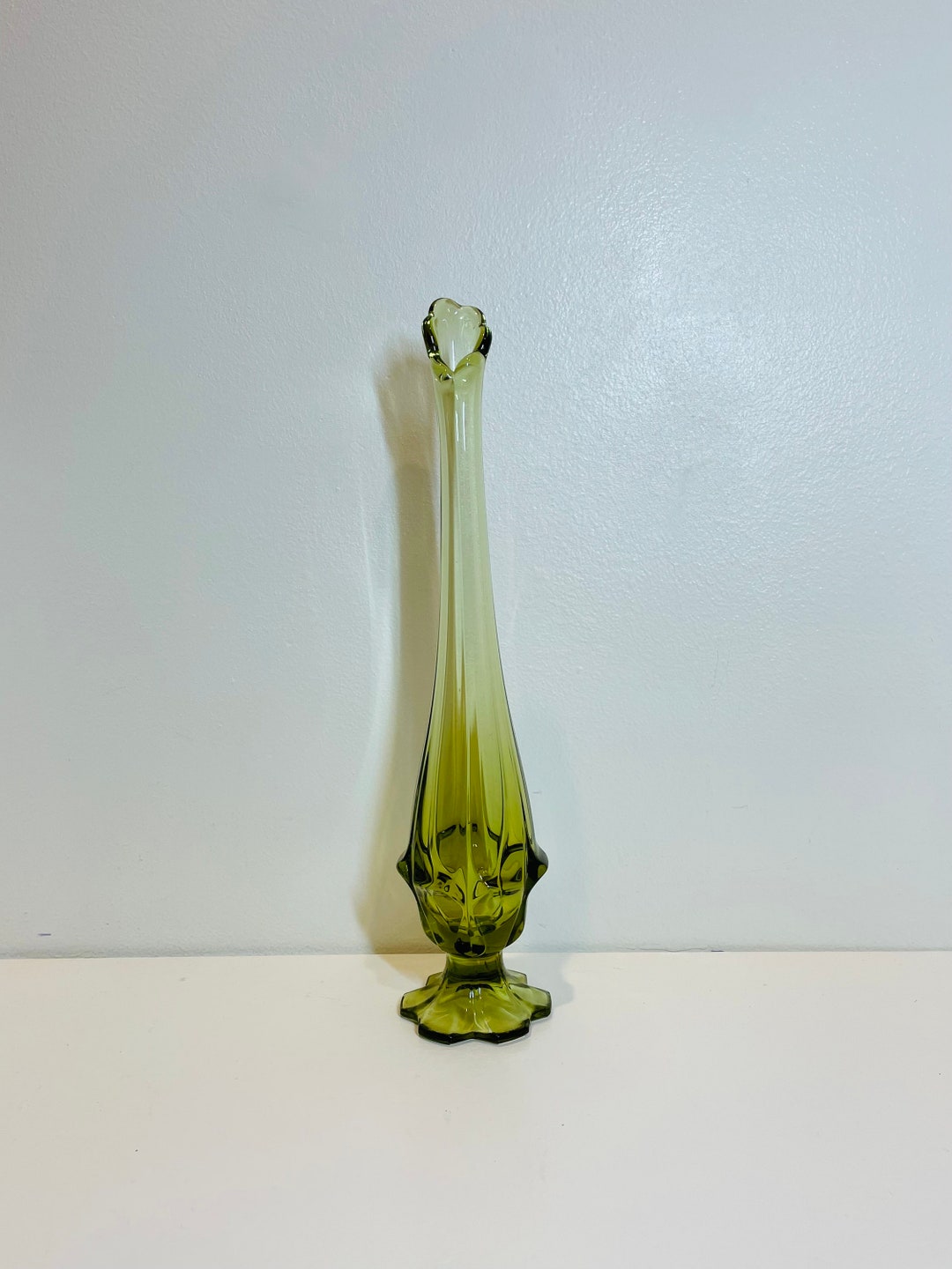 Fenton Valencia Swung Glass Vase Olive Green 12 1/4 Tall - Etsy Fenton Valencia Swung Glass Vase Olive Green 12 1/4 Tall - Etsy