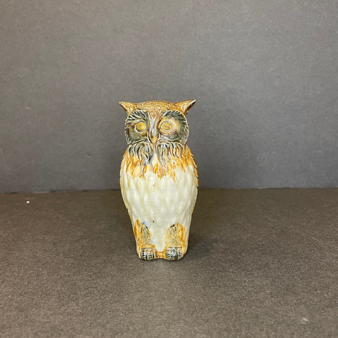 Vintage Hollow Owl Figurine With Crazing - Rustic Decor Accent - Etsy