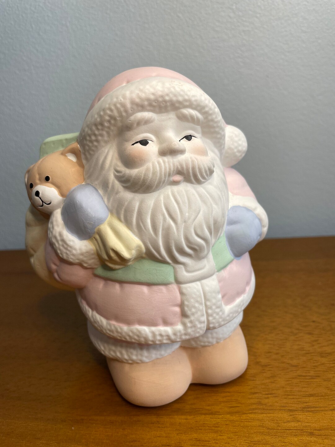 1989 Enesco Santa Coin Bank - Pastel Holiday Decor - Etsy