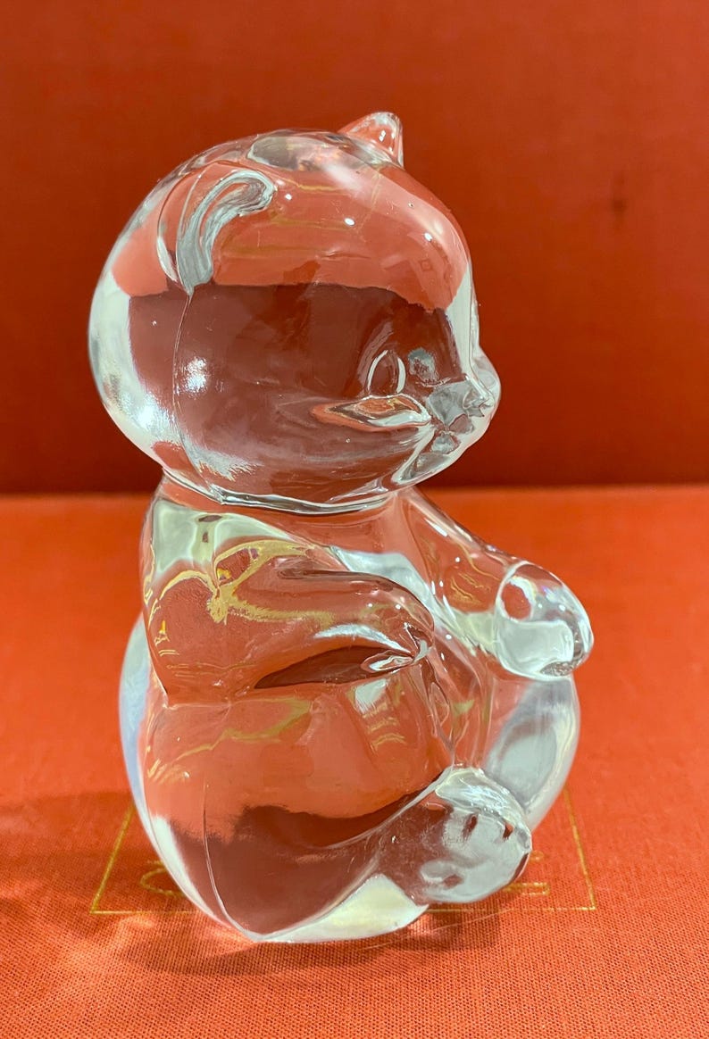 Fenton Clear Glass Teddy Bear Figurine - Handmade in USA - Etsy
