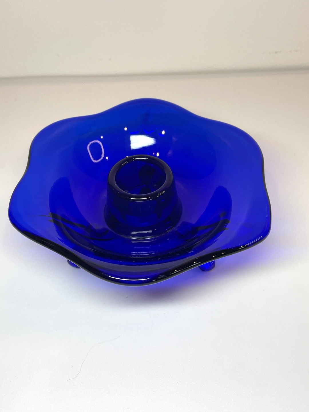 Vintage Indiana Glass Cobalt Blue Starburst Tapered Candle Holder - Etsy