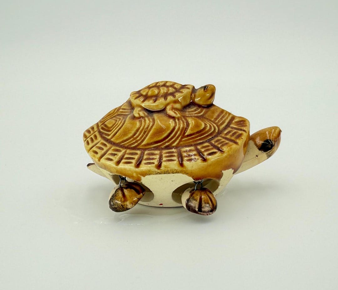Vintage Glazed Ceramic Turtle Figurine – Rustic Folk Art - Etsy