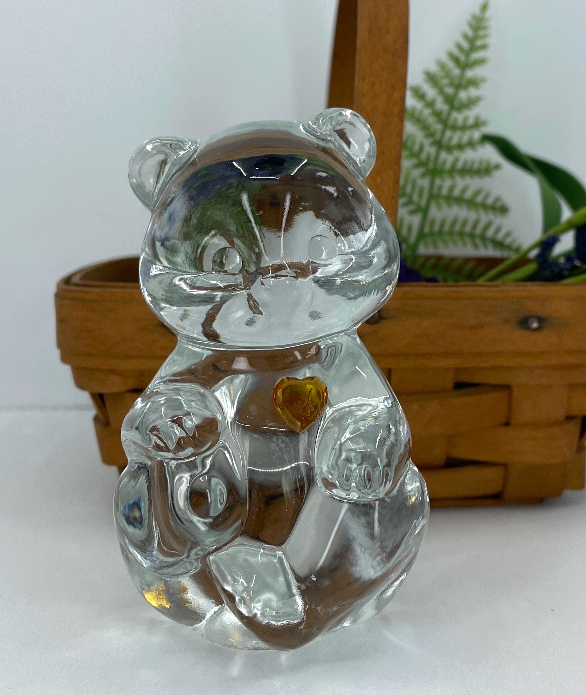 Fenton Glass Bear With November Citrine Heart Birthstone – Collectible ...