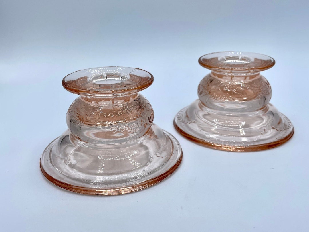 Vintage Pink Indiana Depression Glass Madrid Pattern Candle Holders - Etsy