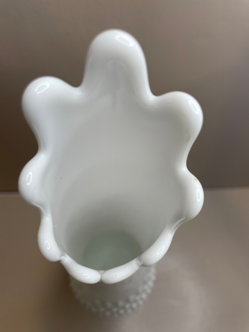 Vintage Fenton White Milk Glass Swung Stretch Hobnail Vase MCM - Etsy