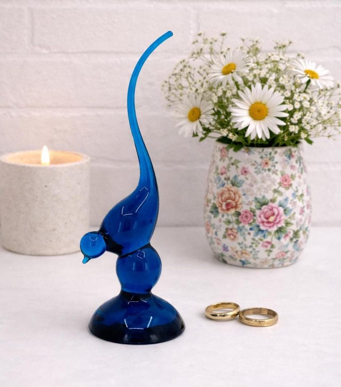 Viking Epic Long-tailed Bird Figurine in Blue – Mid-century Modern Art ...