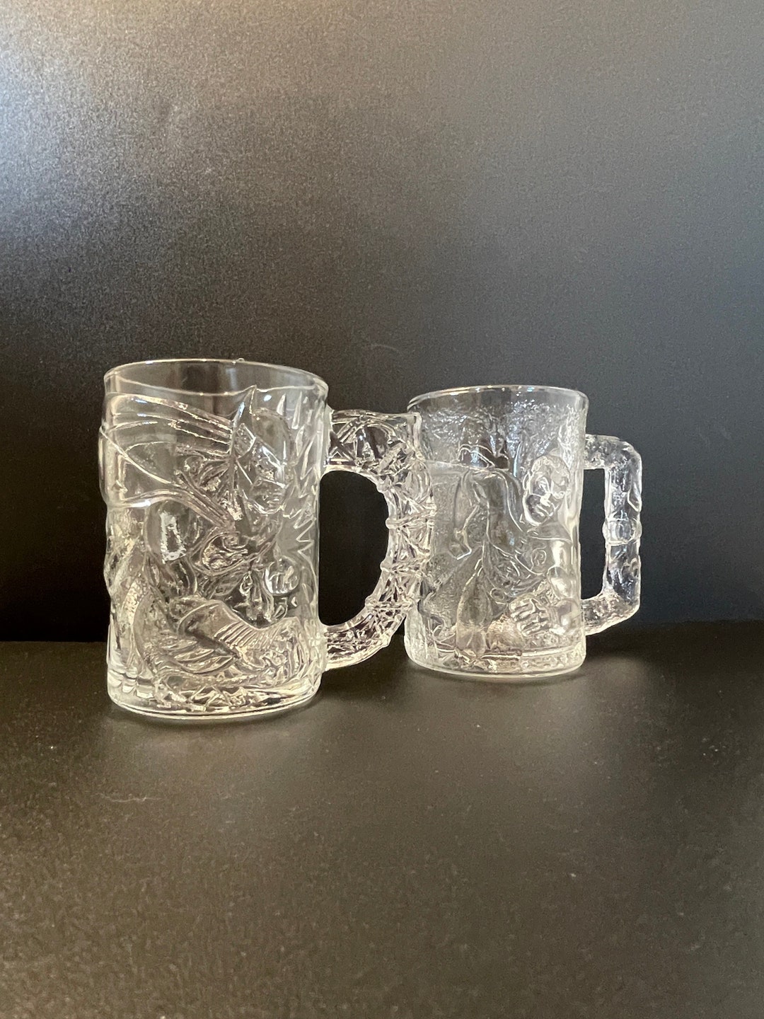 Vintage Mcdonalds Batman and Robin Clear Glass Collectors Mugs/cups ...