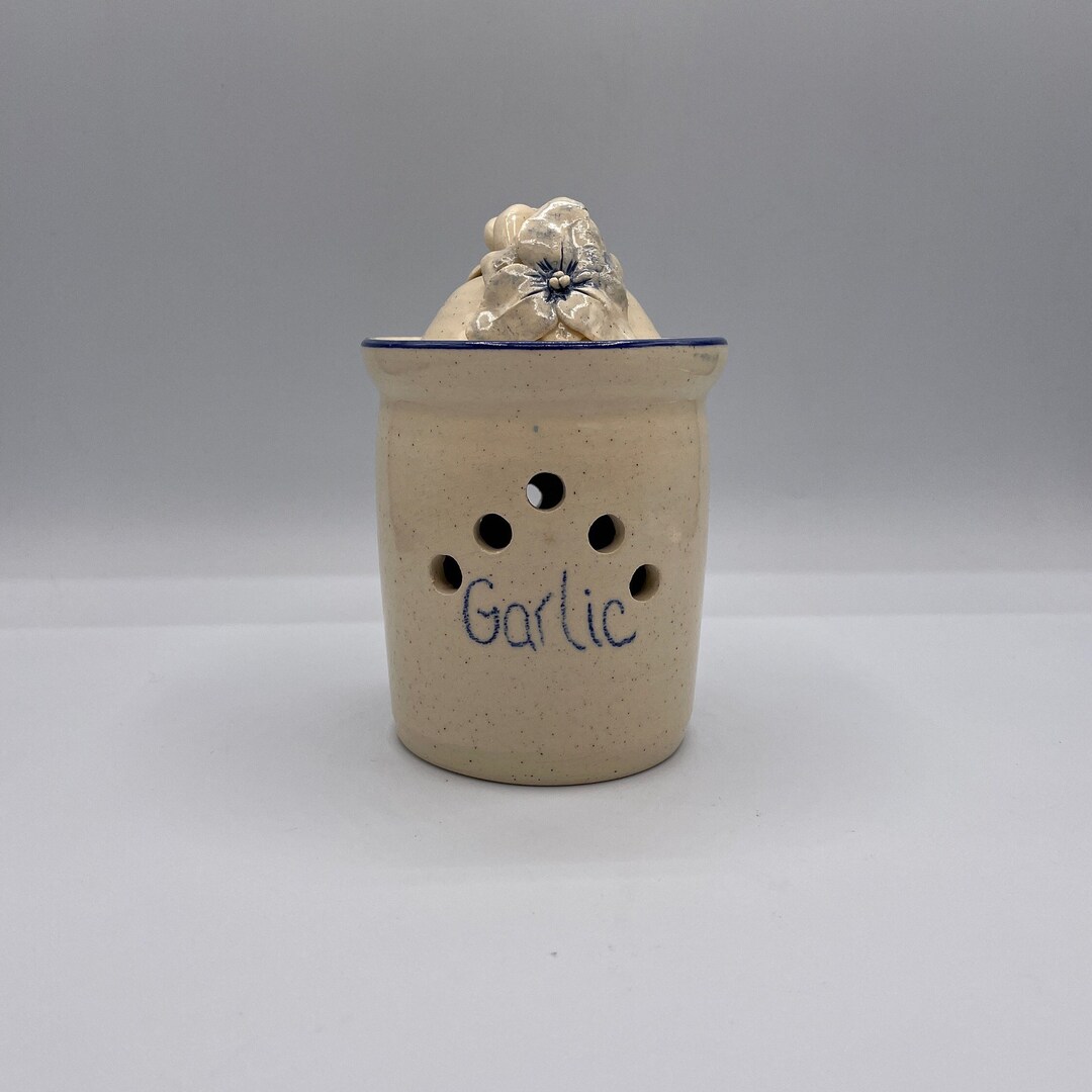 Vintage Handmade Stoneware Garlic Cellar Jar Keeper With Lid - Etsy