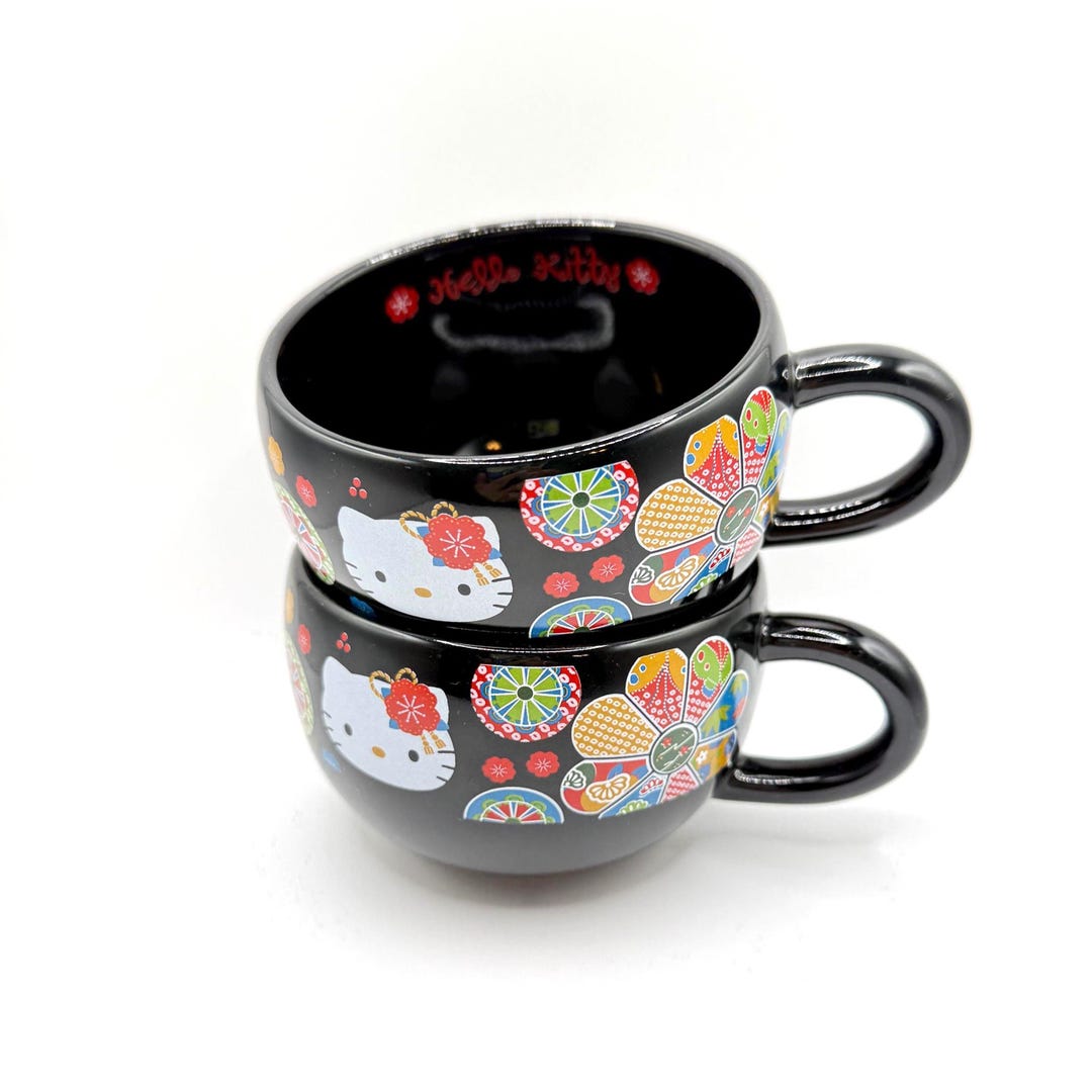 Hello Kitty Black Ceramic Mugs – Sanrio 1976- 2000 (set of 2) - Etsy