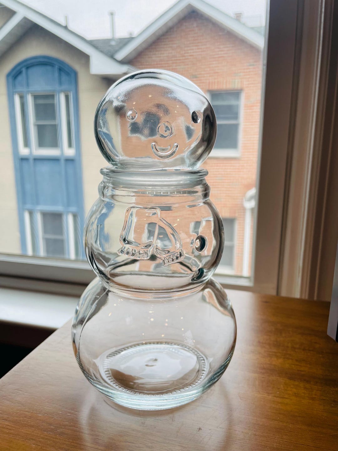 Vintage Clear Glass Snowman Jar With Removable Head & Airtight Seal - Etsy
