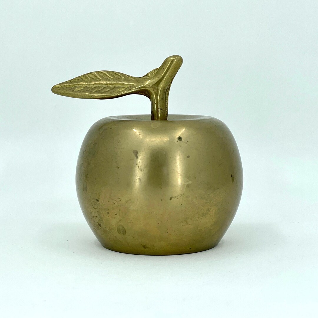 Vintage Brass Apple Bell With Clapper – Made in Taiwan, Patina Finish ...