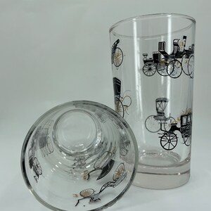 Libbey Set of 2 1960's Antique Black and Gold Automobiles and Carriages ...