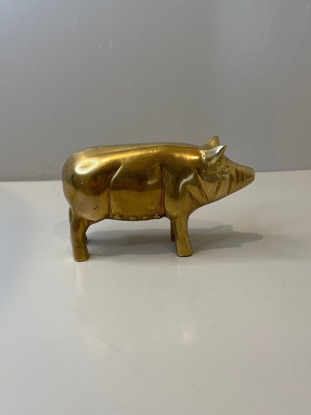 Brass Solid Brass Vintage Pig Figurine - Etsy