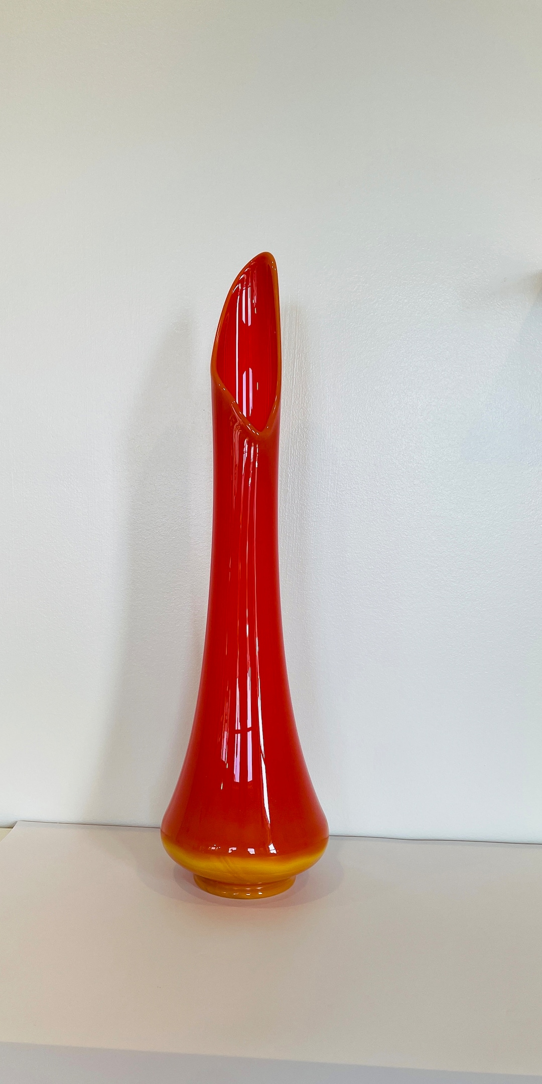 Vintage L.E. Smith Swung Glass Bittersweet Orange Vase 24 3/4" MCM - Etsy