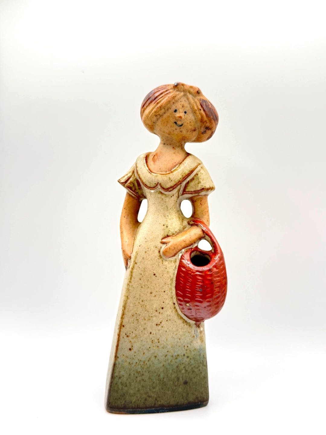 Vintage Ceramic Girl Figurine With Flower and Basket – Made in Japan - Etsy