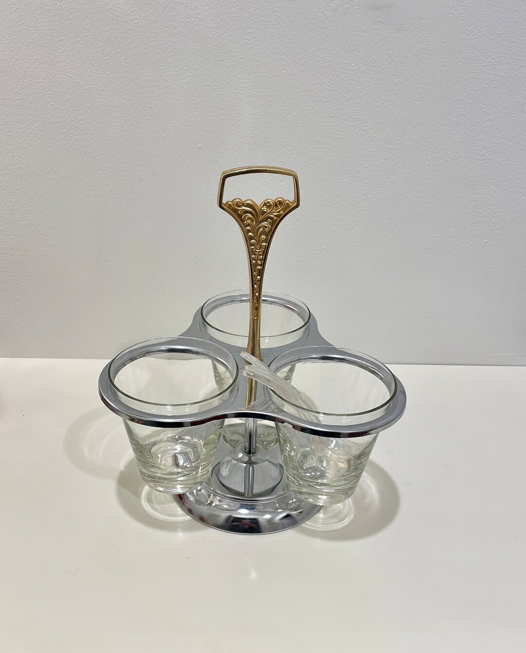 Kromex 3-cup Serving Set With Gold Handle and Spoons - Etsy