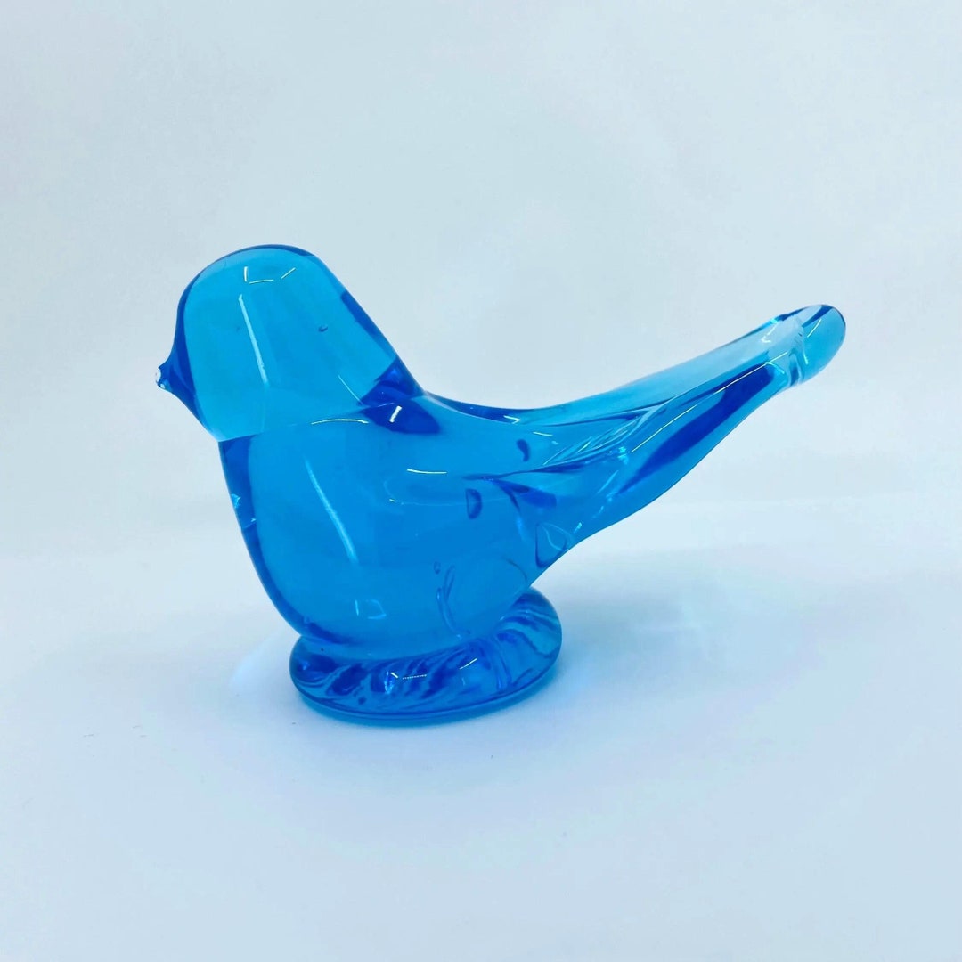 Leo Ward Blue Art Glass Bird Figurine – Vintage 1990s Collectible - Etsy