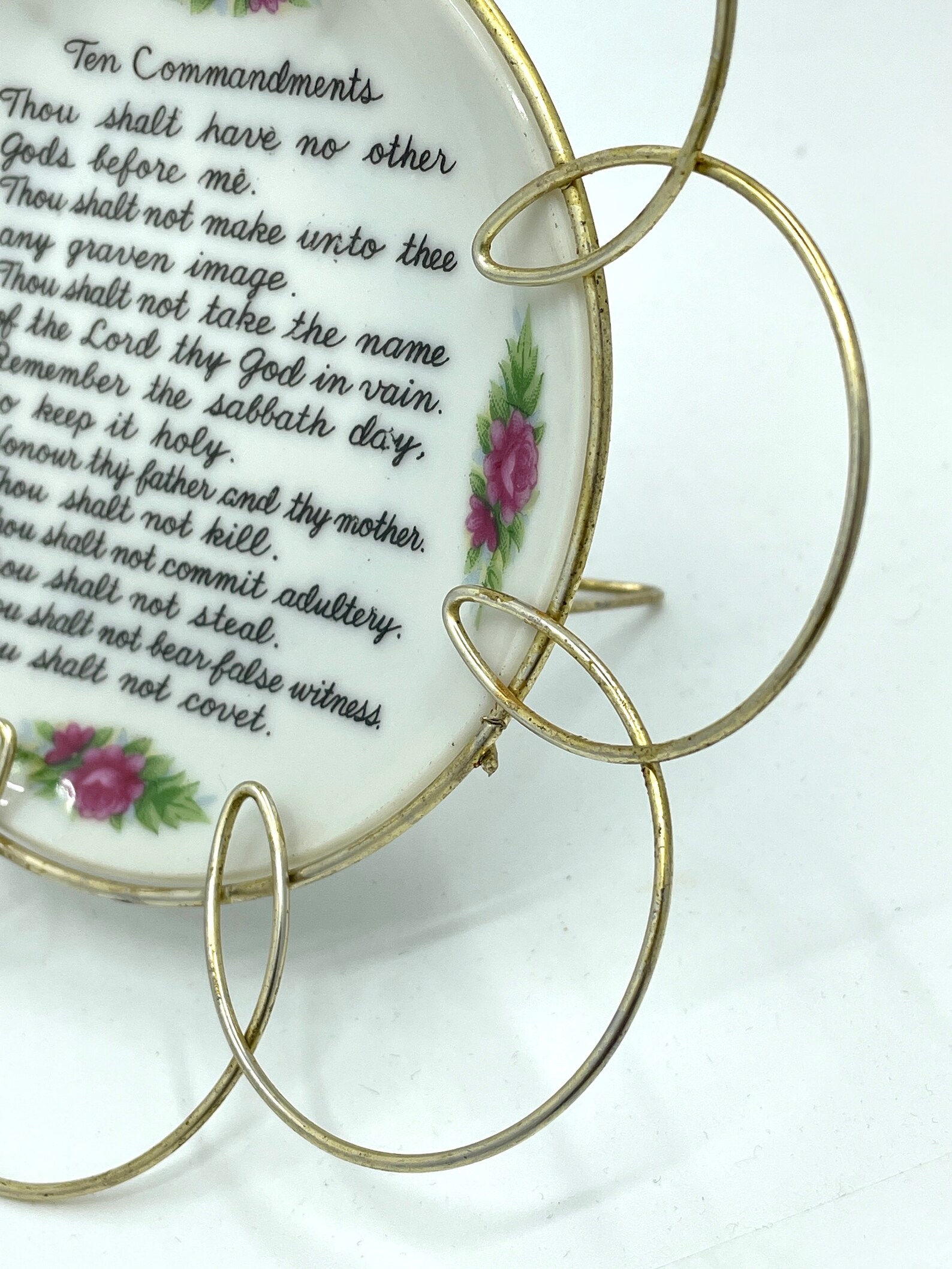 Ten Commandments Decorative Plate With Gold Wire Frame – Vintage ...