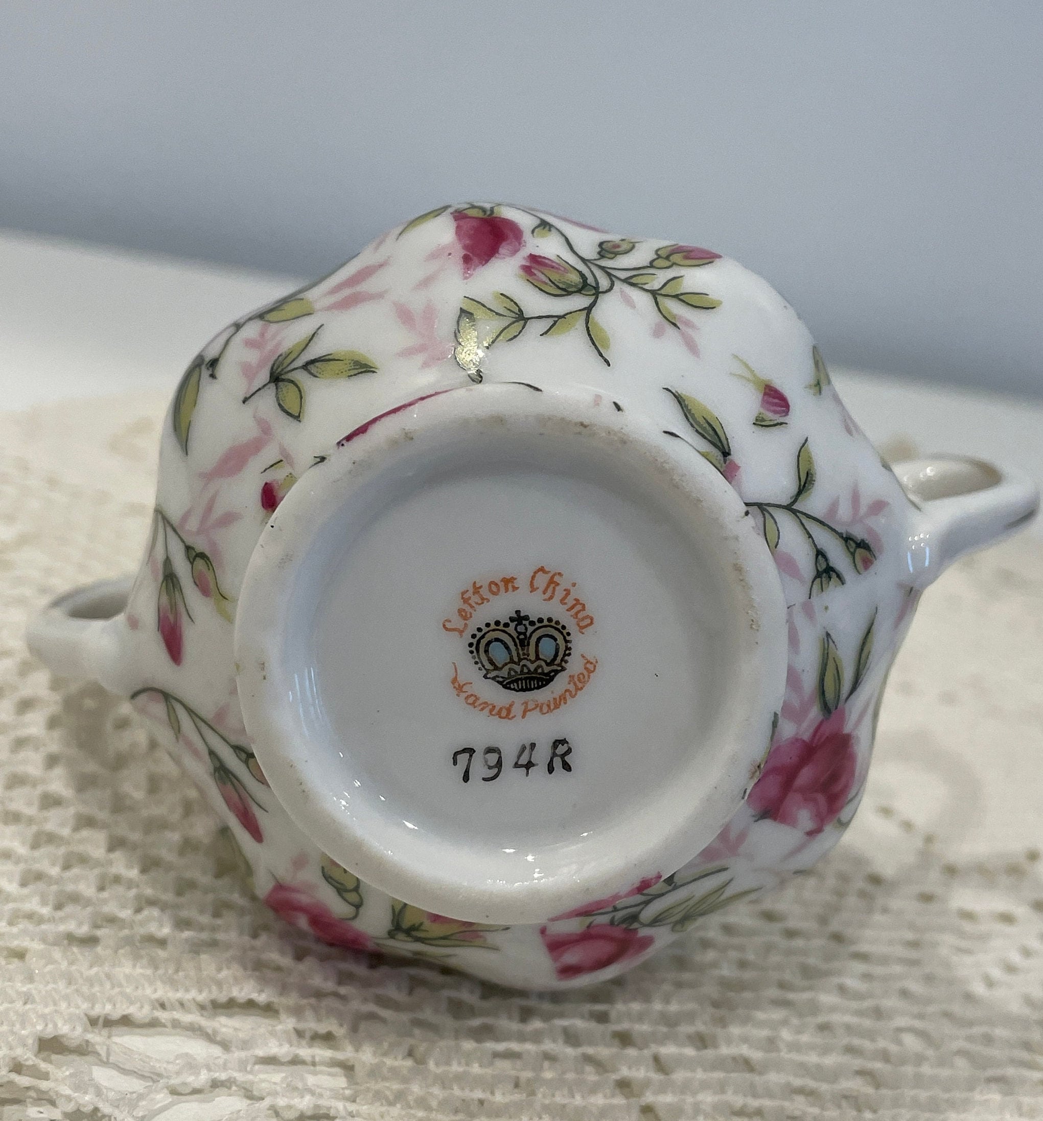 Lefton China Hand-painted Creamer and Sugar Bowl Set – Rose Pattern ...