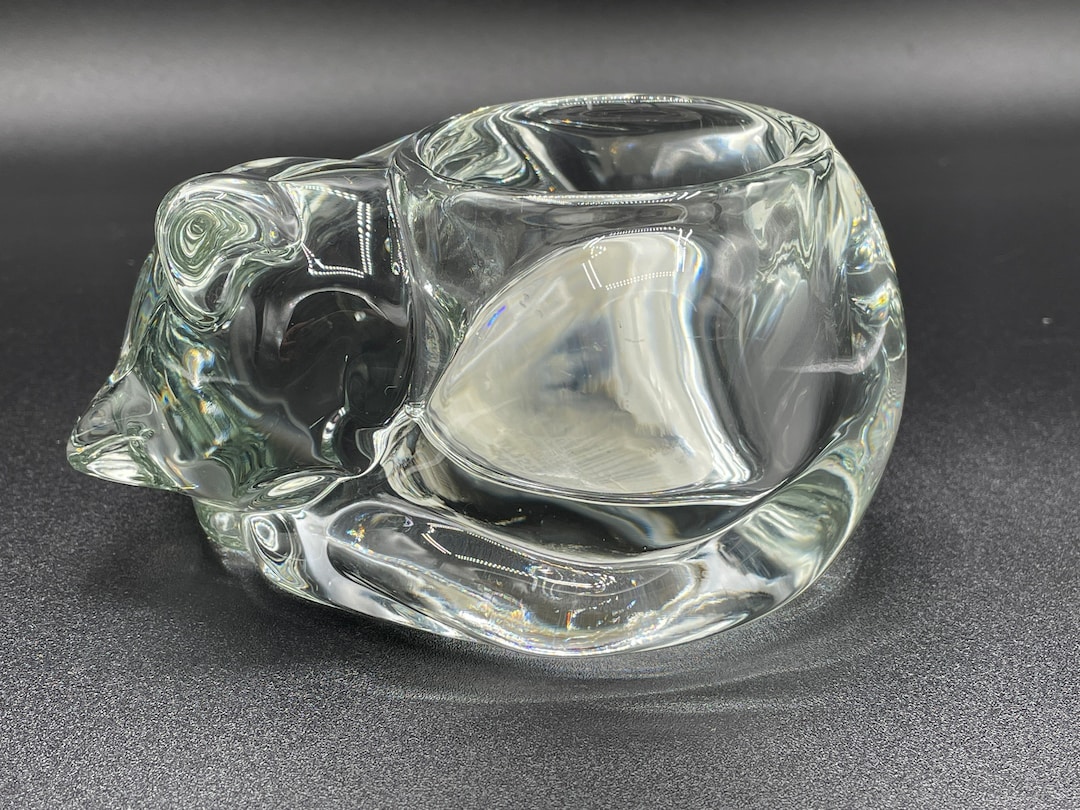Vintage Indiana Glass Clear Cat Votive/tea Light Holder - Etsy