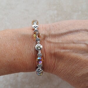 Sterling Silver Swarovski Beaded Toggle Bracelet, Sterling Heart Shape ...