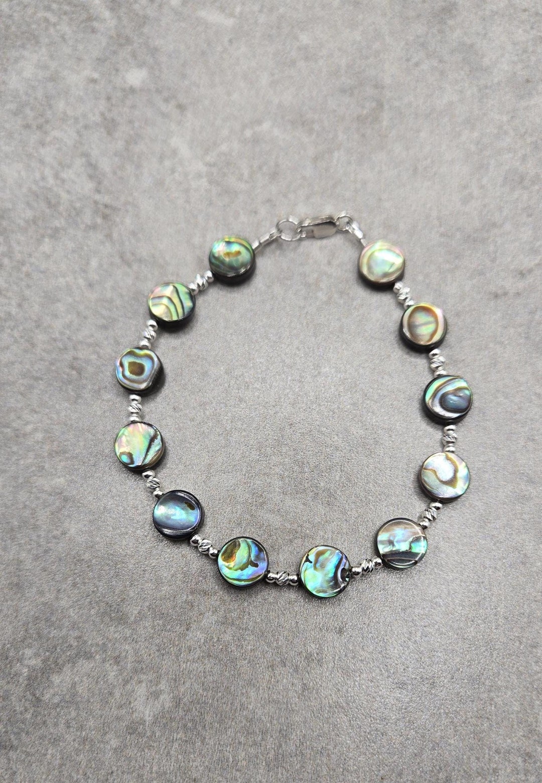 Sterling Silver Abalone Bracelet, Paua Shell Bracelet, Abalone Jewelry ...
