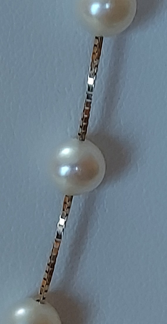 14k Gold Freshwater Cultured Pearl Station Necklace … Gem