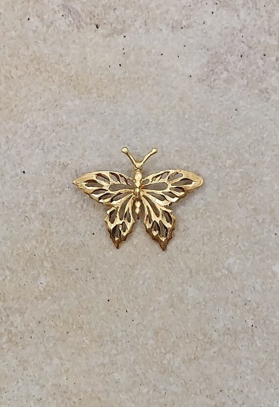 Vintage 14k Gold Butterfly Pin Gold Filigree Pin Vint… - Gem