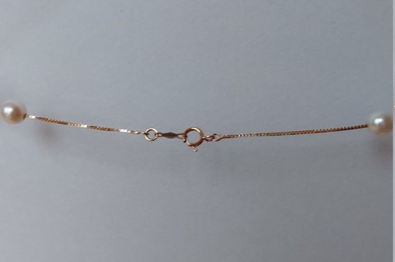 14k Gold Freshwater Cultured Pearl Station Necklace … Gem