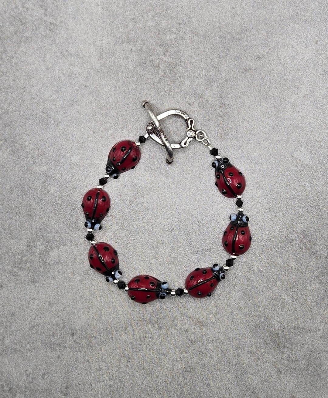 Sterling Silver Ladybug Crystal Bracelet, Ladybug Bracelet, Sterling ...