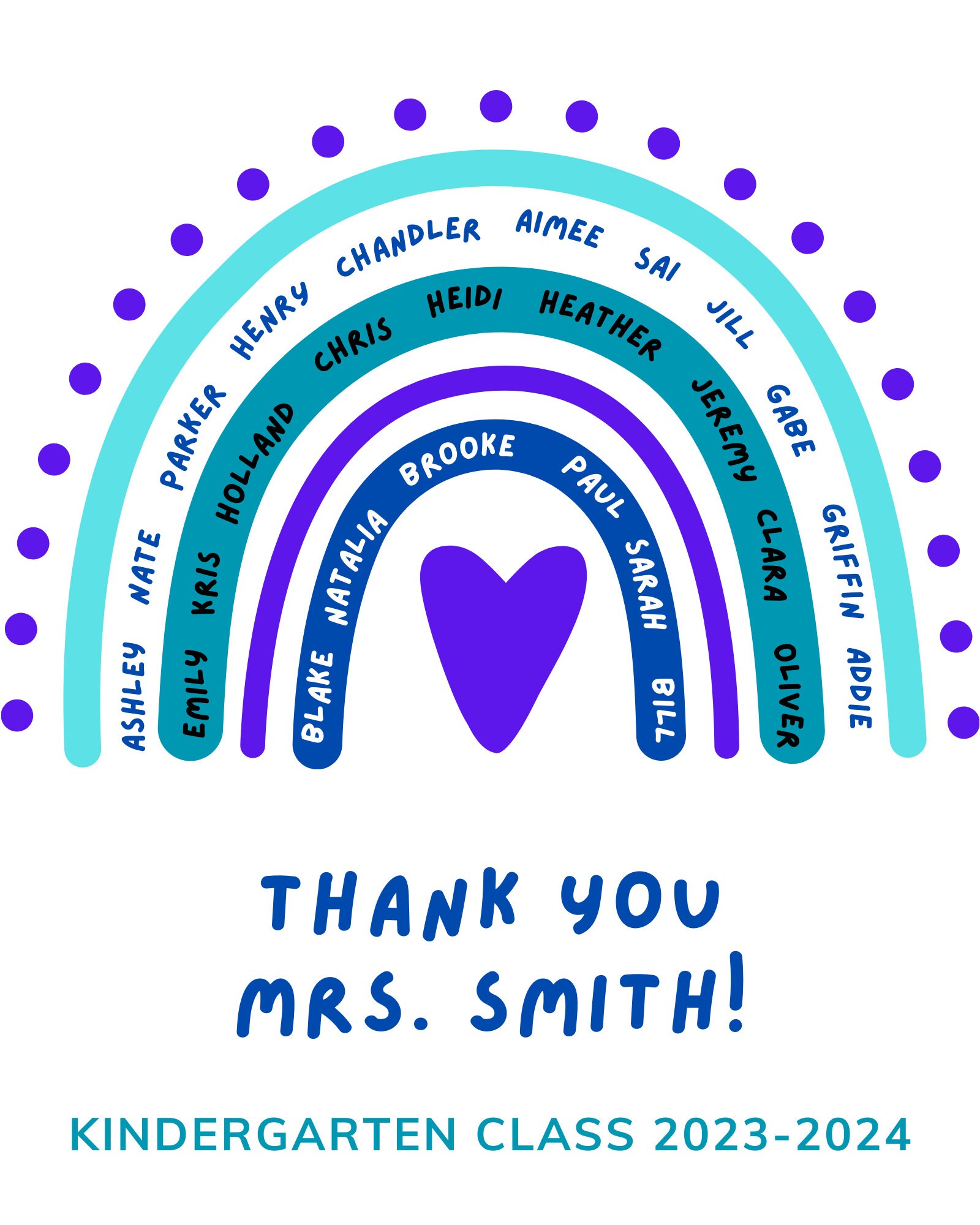 Rainbow Customized/personalized Teacher Appreciation or End of the Year ...