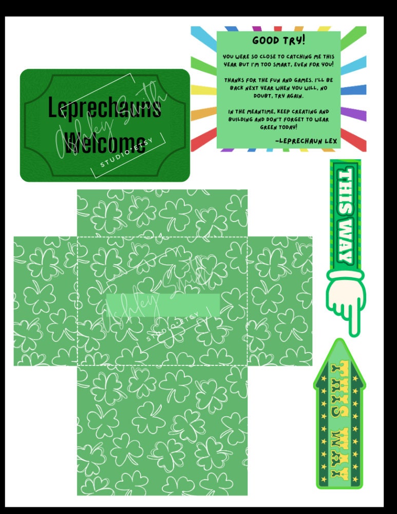 St. Patrick's Day Leprechaun Trap and Letter Downloadable Printable - Etsy