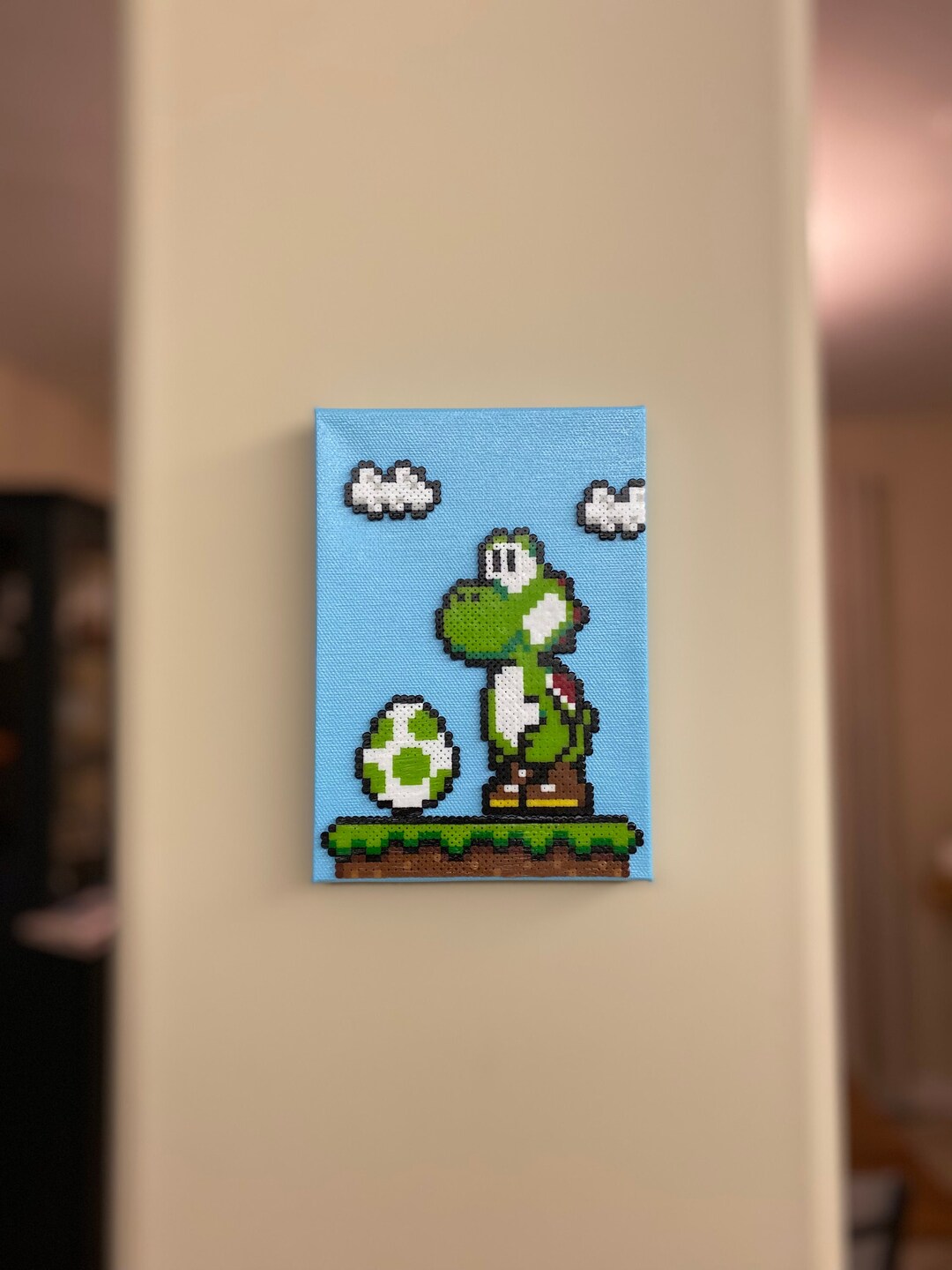 Yoshi Pixel Art on Canvas - Etsy