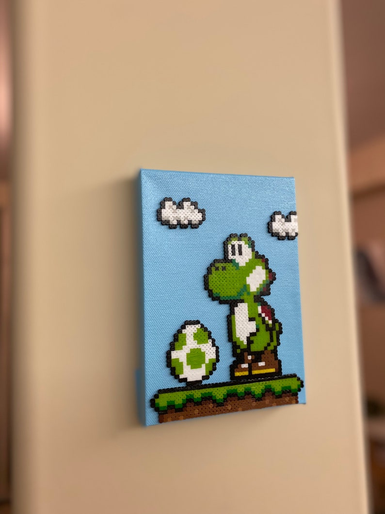 Yoshi Pixel Art on Canvas | Etsy