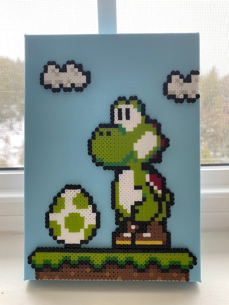 Yoshi Pixel Art on Canvas | Etsy