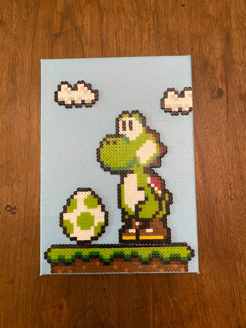 Yoshi Pixel Art on Canvas | Etsy