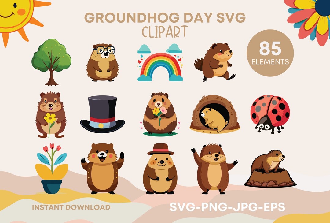 Groundhog Day 85 SVG Design - Happy Groundhog Day - Marmot - Groundhog ...
